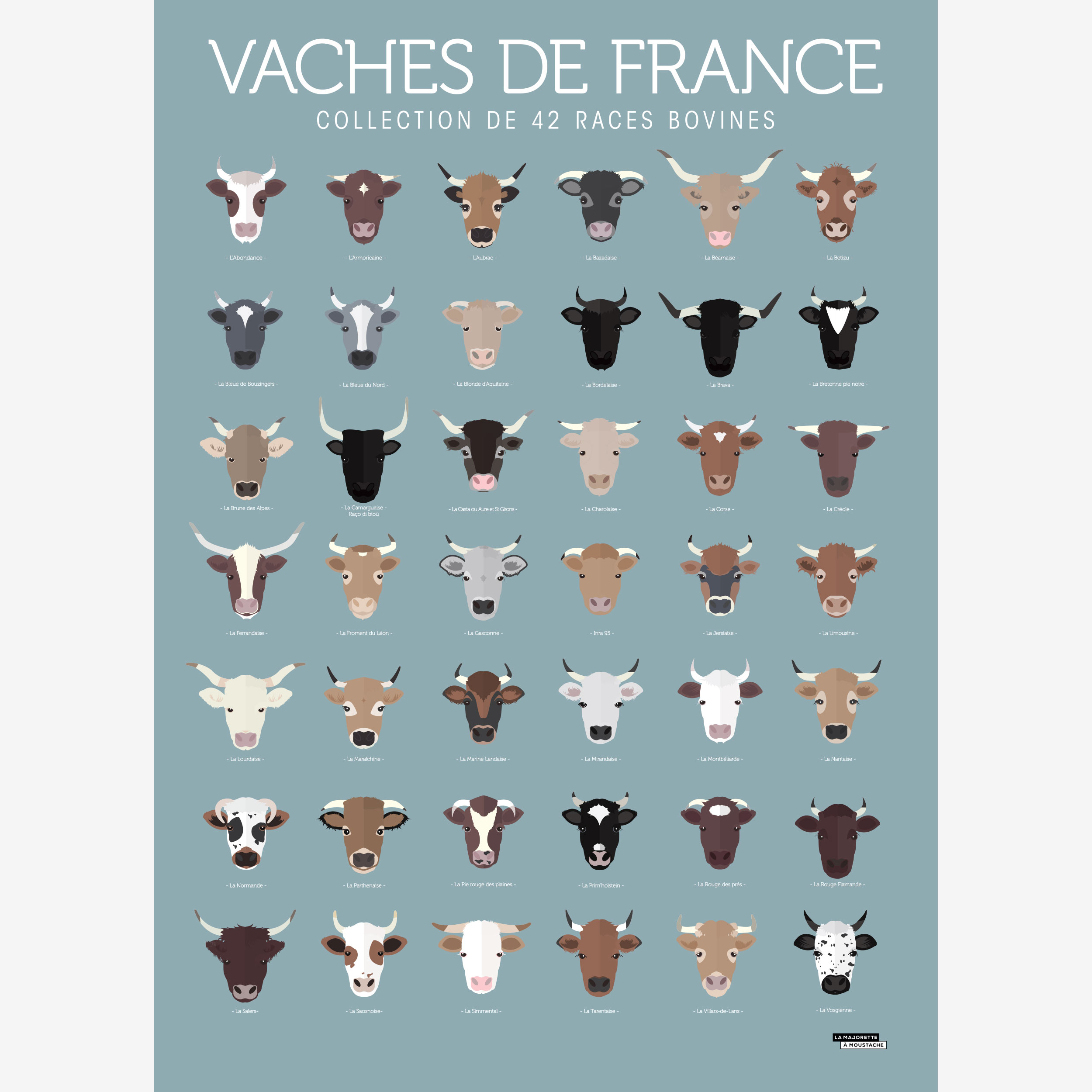 Affiche Vaches de France - La Majorette à Moustache Affiche Vaches de France - La Majorette à Moustache